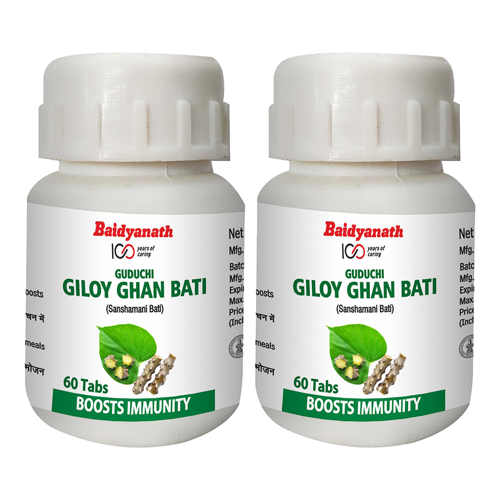 Baidyanath Giloy (Guduchi) Ghan Bati Pack of 2 (60 Tablets ...